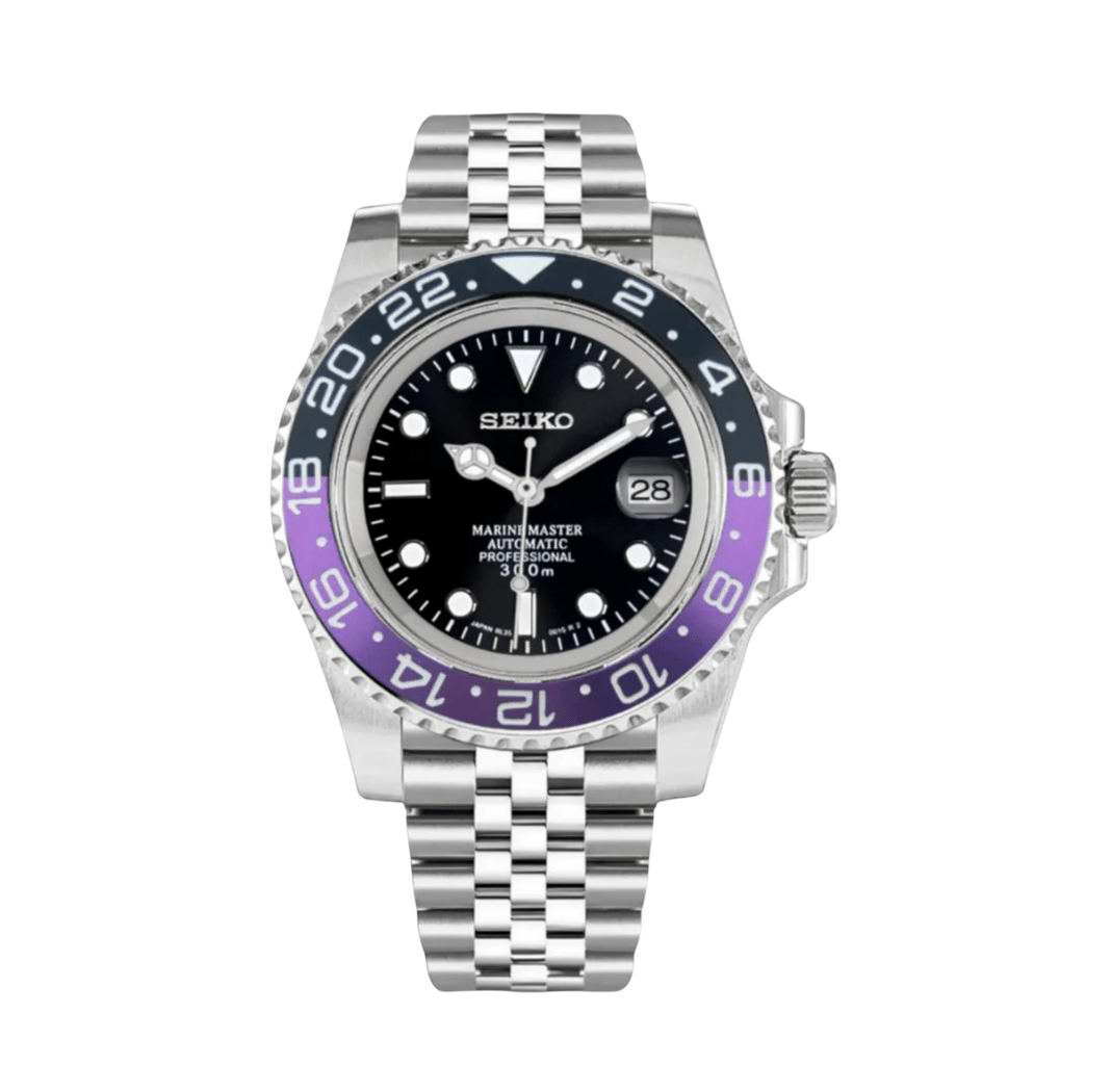 Seiko Mod GMT Purple Black – customseikomods.com
