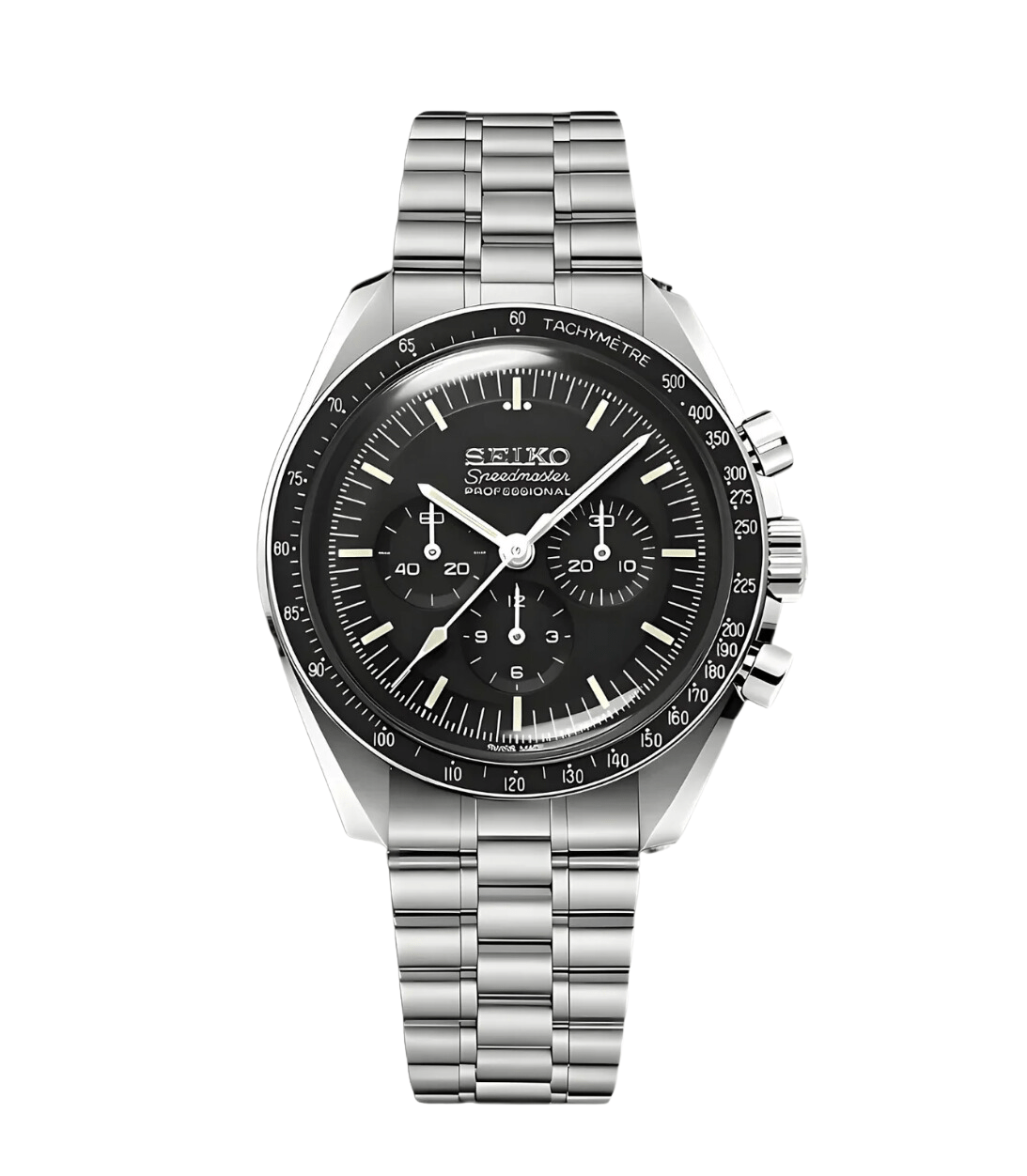 Seiko Mod Speedmaster Moonwatch – Black – customseikomods.com